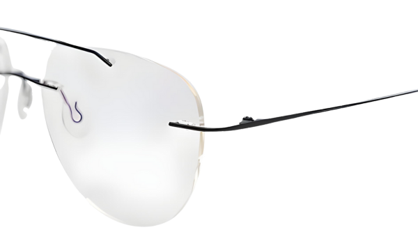 Double Bridge Titanium Black Rimless Eyeglasses (105336)